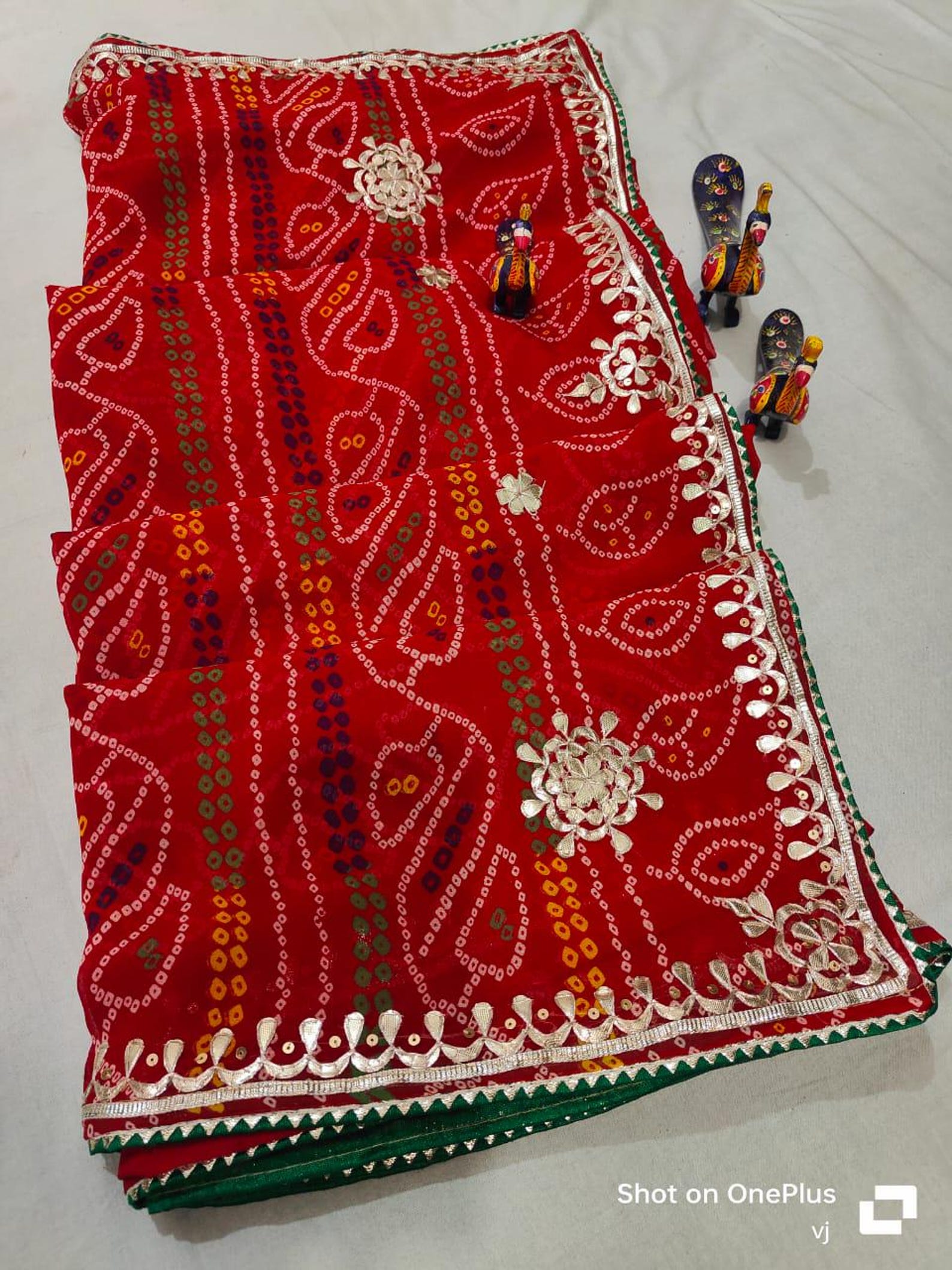 Red Saree | Indian Rajasthani Chunri Bandhej Saree | Hand Gotta Patti ...