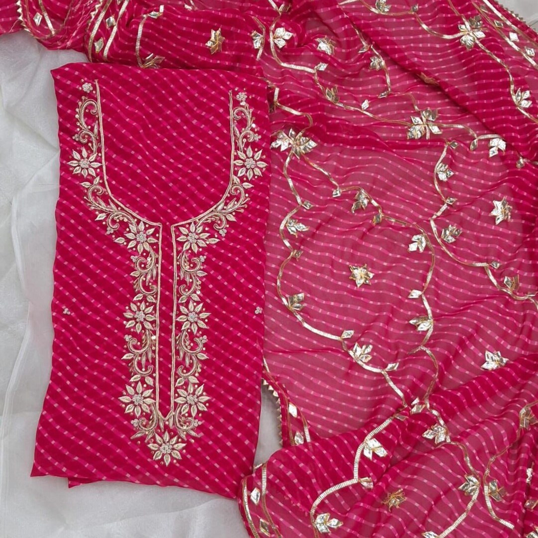 Gotta Patti Work Indian Suit Women Salwar Kameez Designer Hand ...