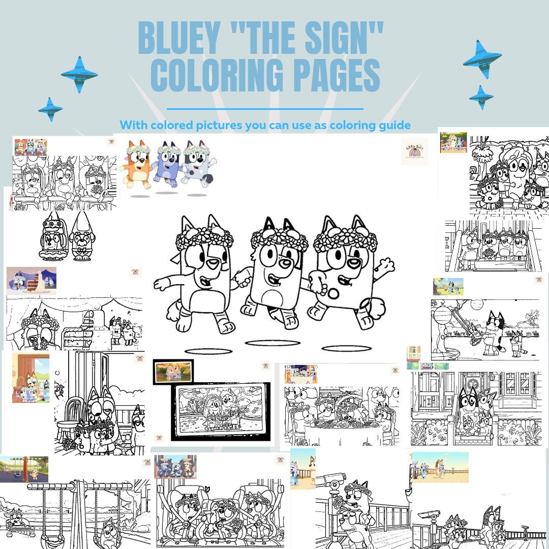 Bluey the Sign Coloring Pages - Etsy