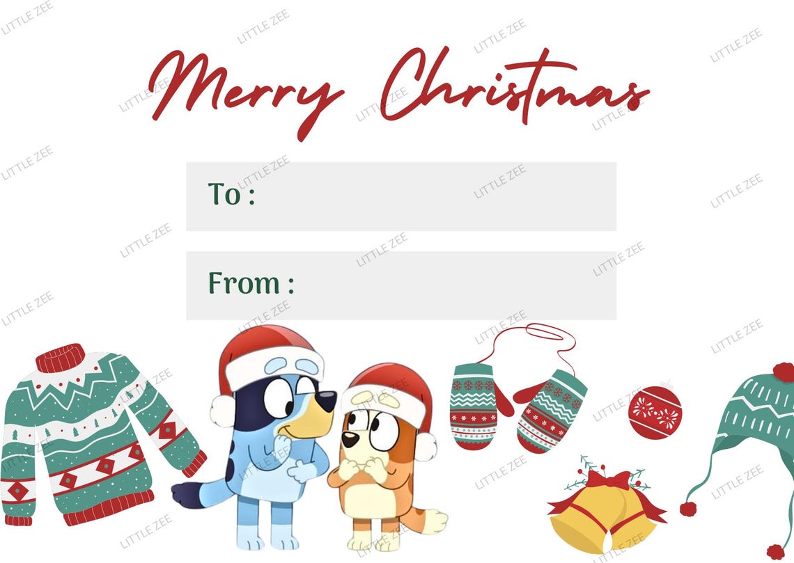 Printable Bluey Christmas Cards - Etsy