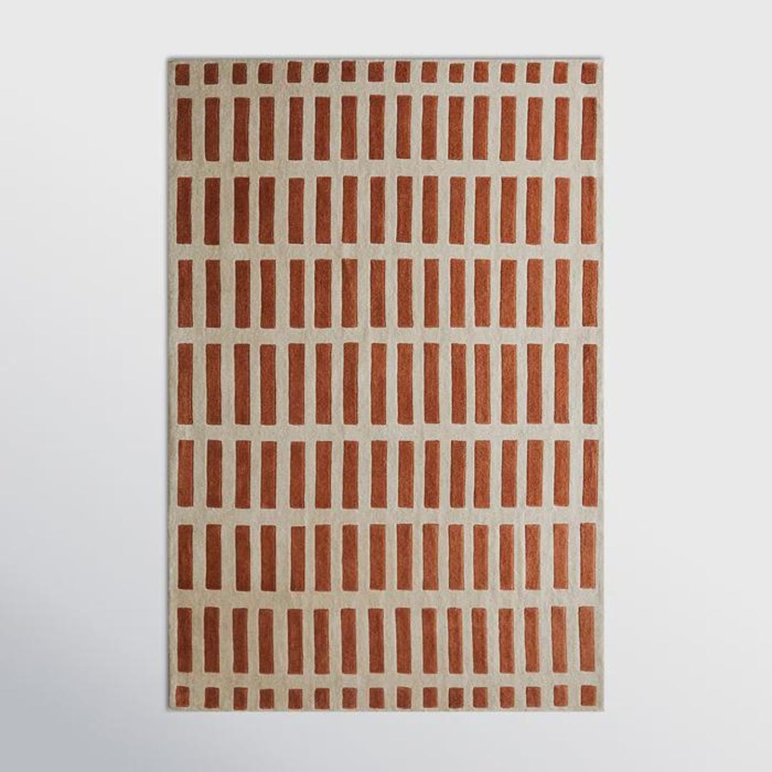 Jason Orange Minimalist Handmade Tufted Woolen Area Rug for Bedroom ...