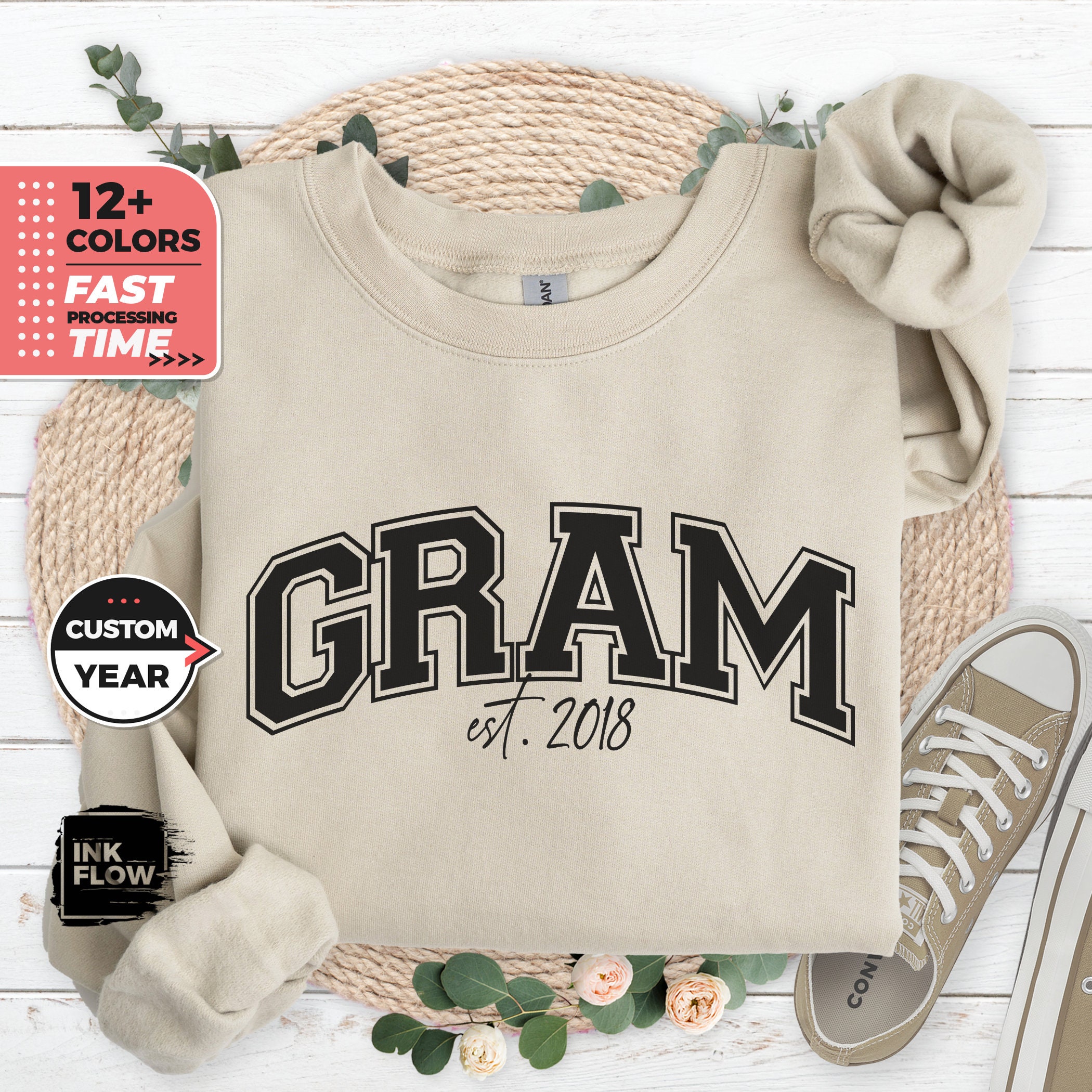 Personalized Gram Sweatshirt, Custom Gram Sweater, Custom Year Hoodie ...