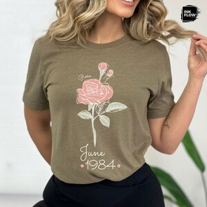 June Birth Flower T-shirt, Custom Year Inspirational Shirt, Floral ...
