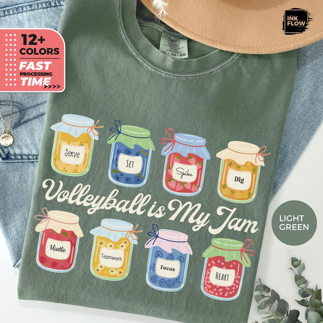 Volleyball is My Jam Comfort Colors T-shirt, Volleyball Tee, Jam Jar ...