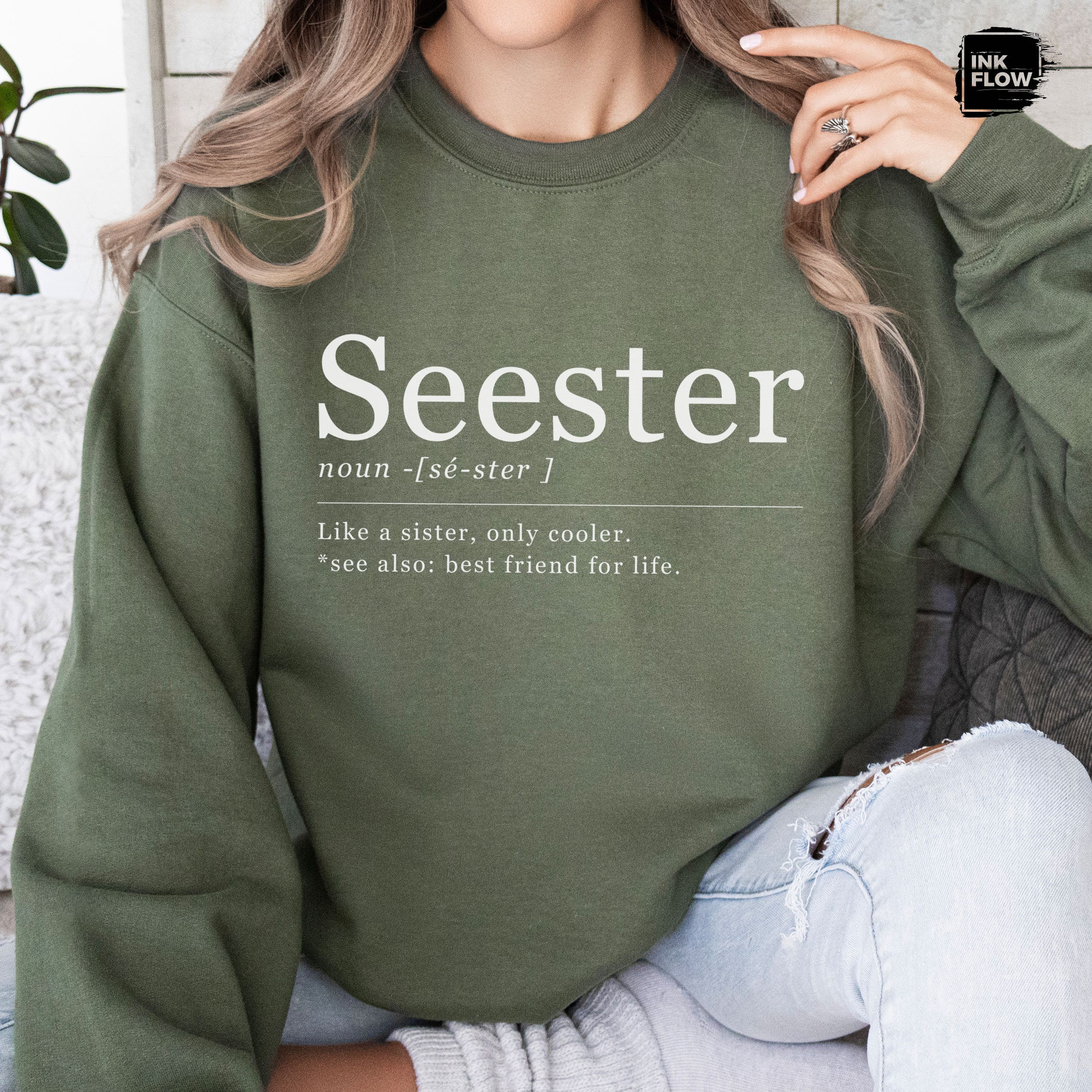 Funny Seester Definition Sweatshirt, Sarcastic Birthday Sweater, Best ...