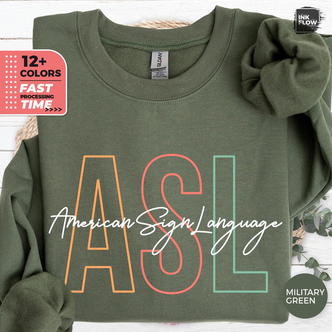 ASL American Sign Language Sweatshirt, Deaf Education Teacher Boho ...
