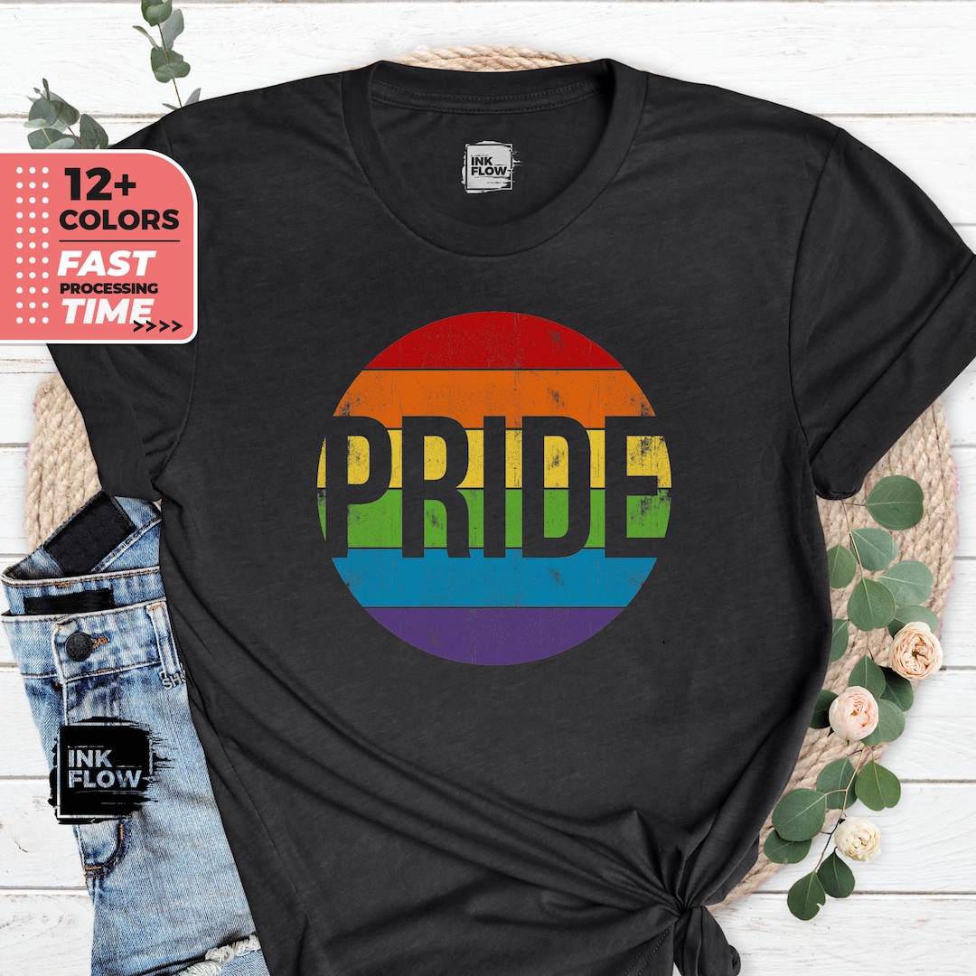 Pride Flag T-shirt, Gay Pride Tee, Rainbow Shirt, Equality LGBTQ Pride ...