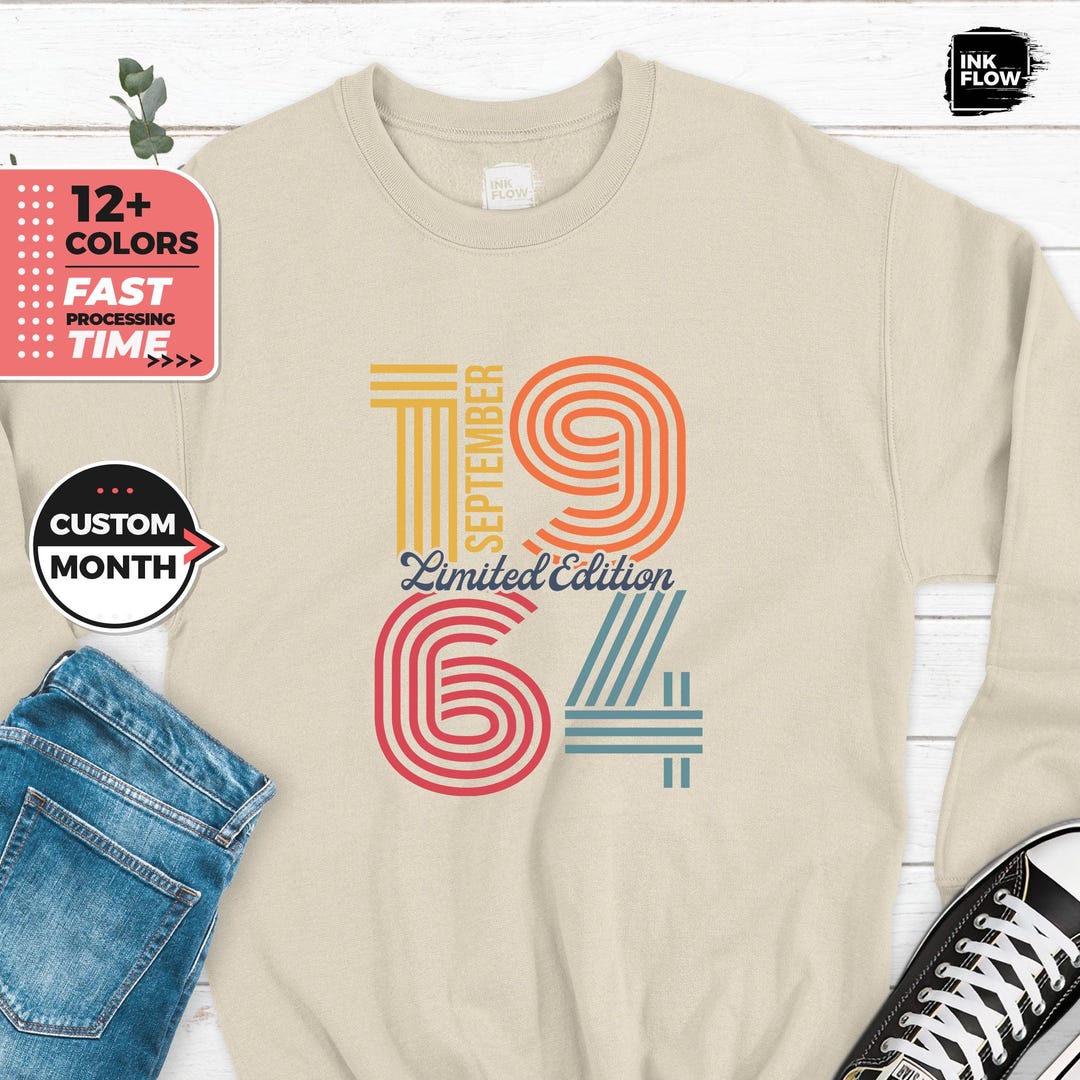 1964 Limited Edition, Retro 60th Birthday Sweatshirt, 1964 Birthday ...