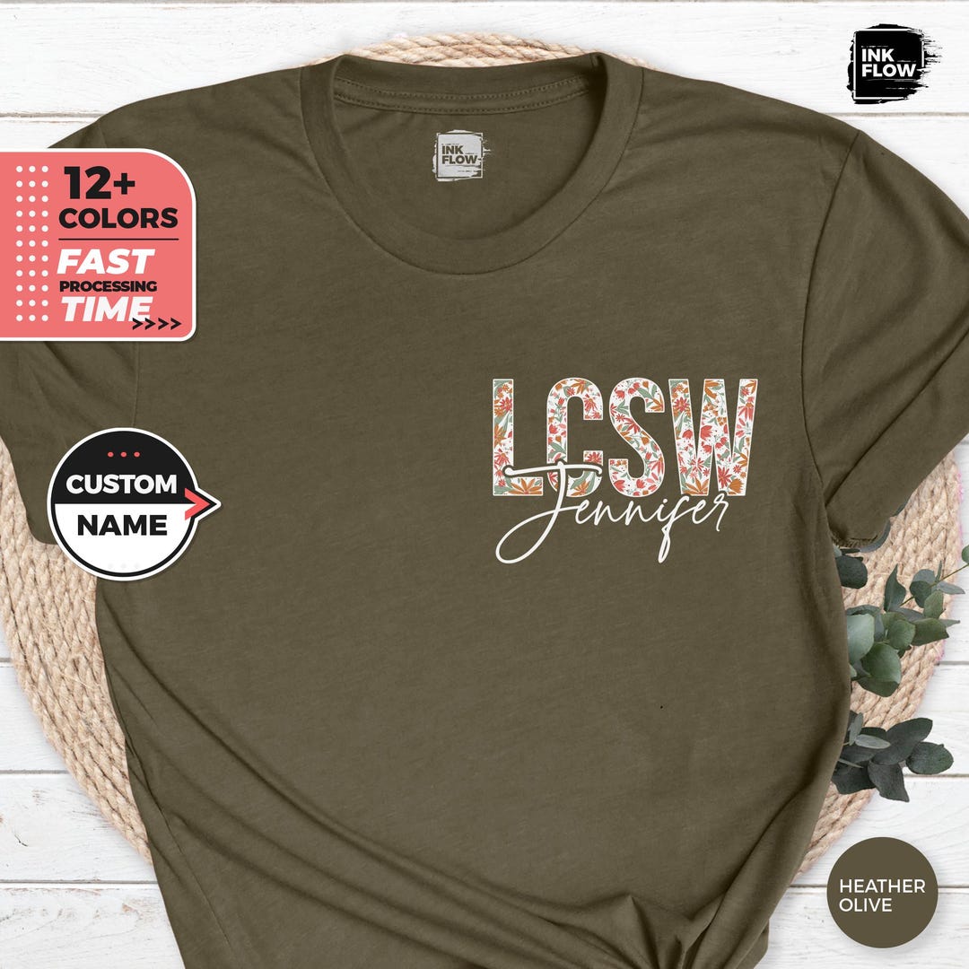 Custom LCSW Shirt, Floral LCSW Tshirt, Licensed Clinical Social Worker ...