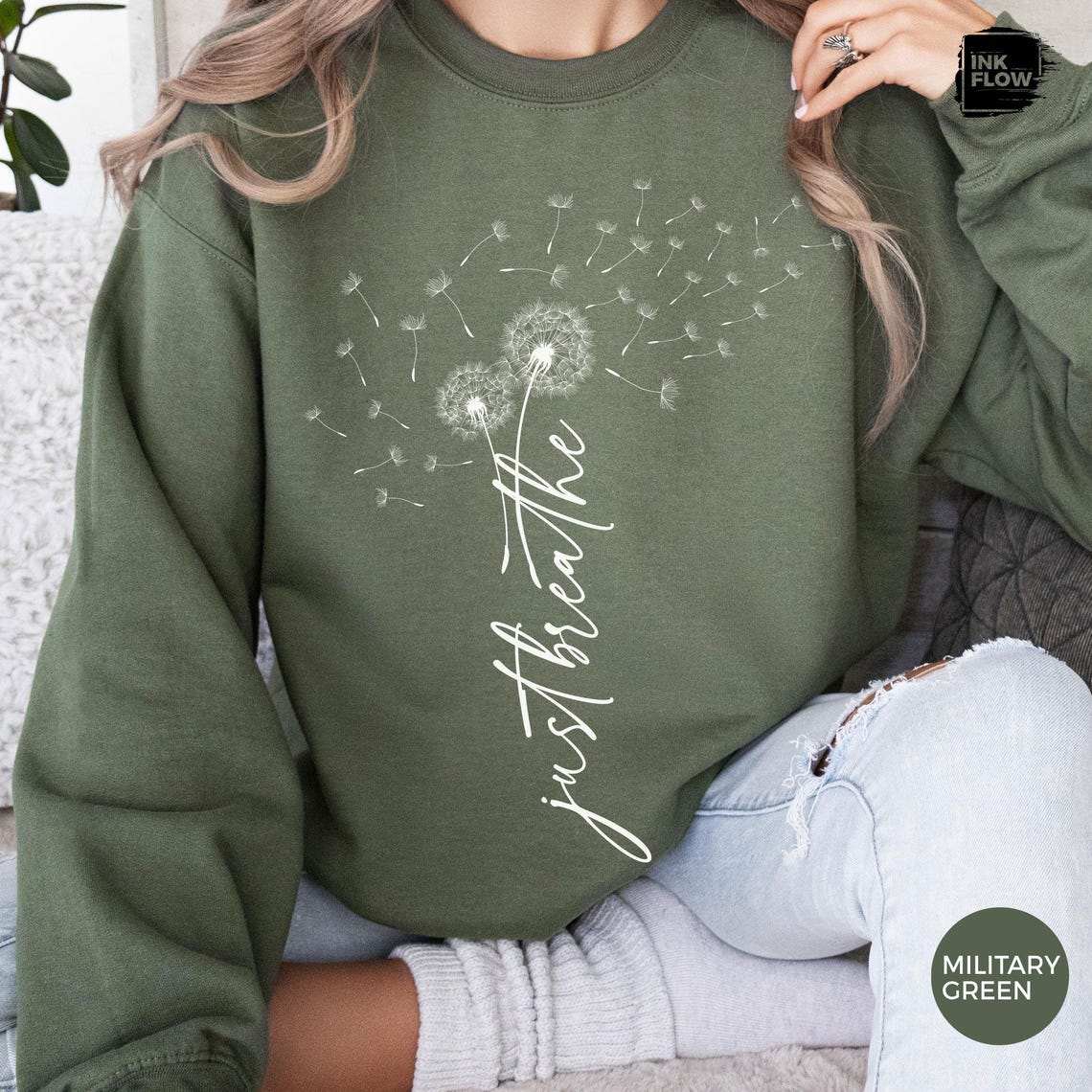 Just Breathe Sweatshirt, Dandelion Sweatshirt, Boho Wildflower ...
