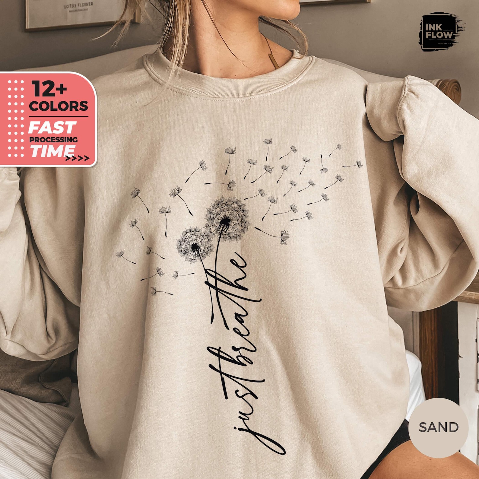 Just Breathe Sweatshirt, Dandelion Sweatshirt, Boho Wildflower ...