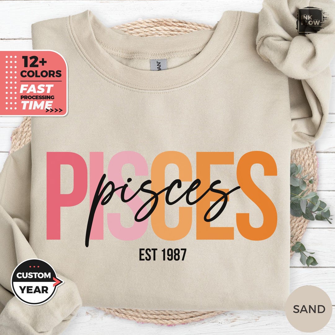 Custom Pisces Sweatshirt, Birthday Sweatshirt, Crewneck Sweatshirt ...
