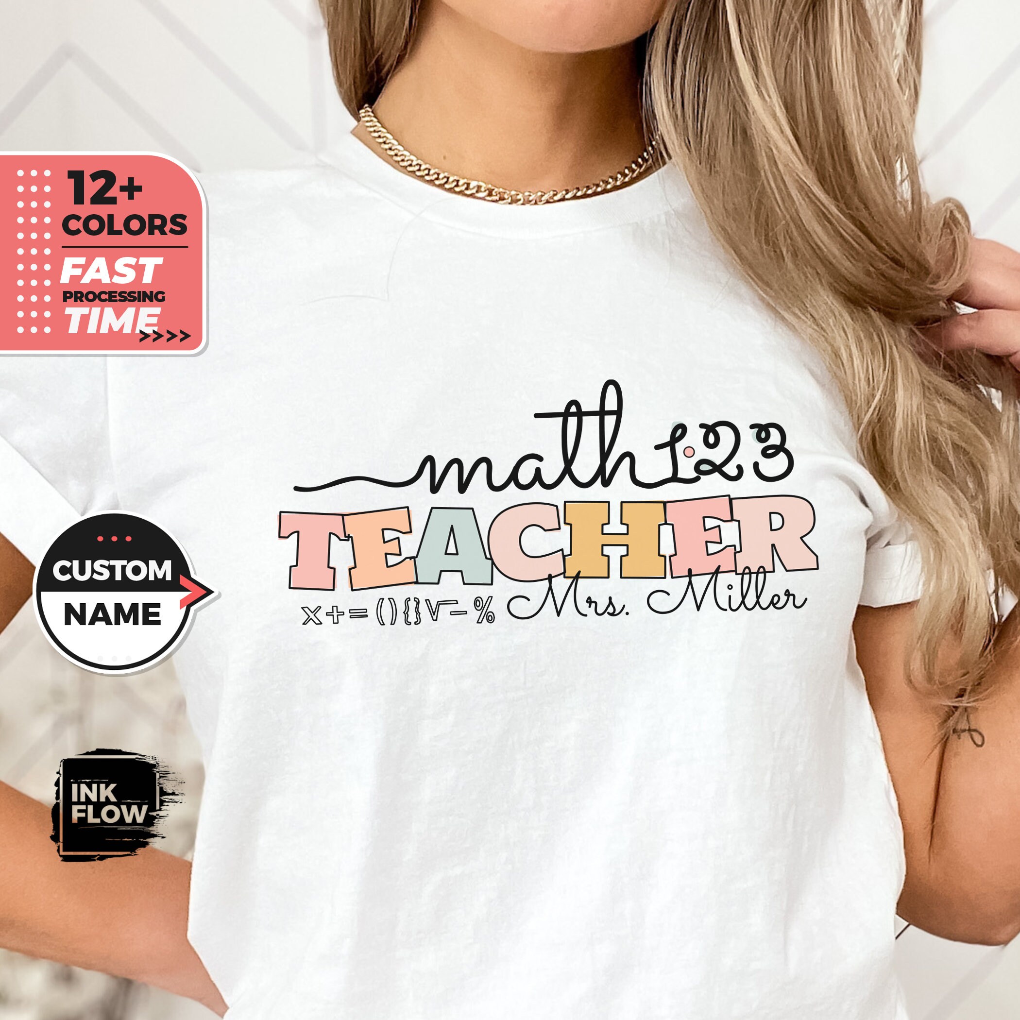 Math Teacher Custom Shirt, Personalized Gift for Math Teachers, Teacher ...