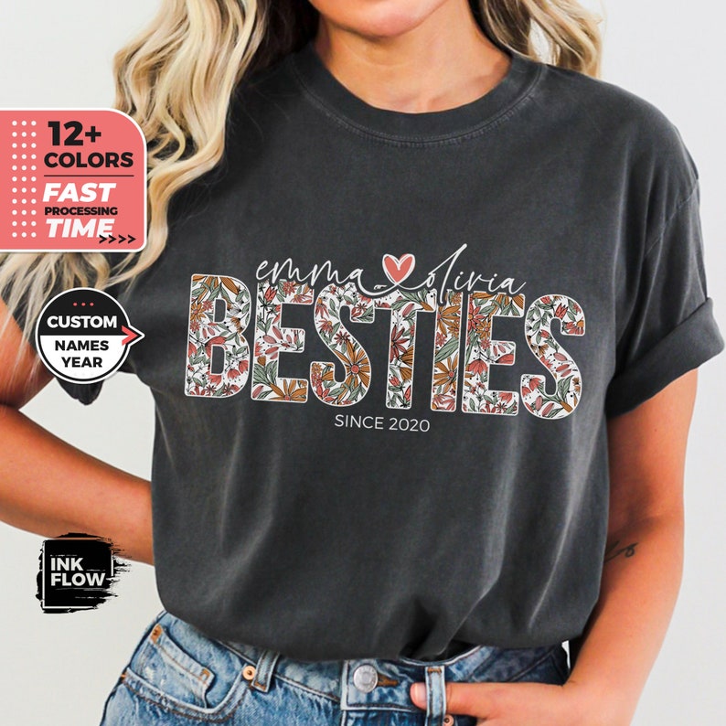 Personalized Besties Shirt, Best Friends Matching T-shirt, Comfort ...