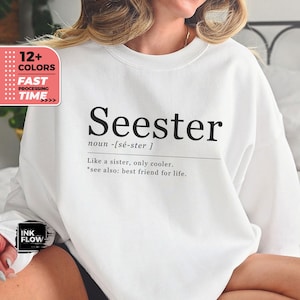 Funny Seester Definition Sweatshirt, Sarcastic Birthday Sweater, Best ...