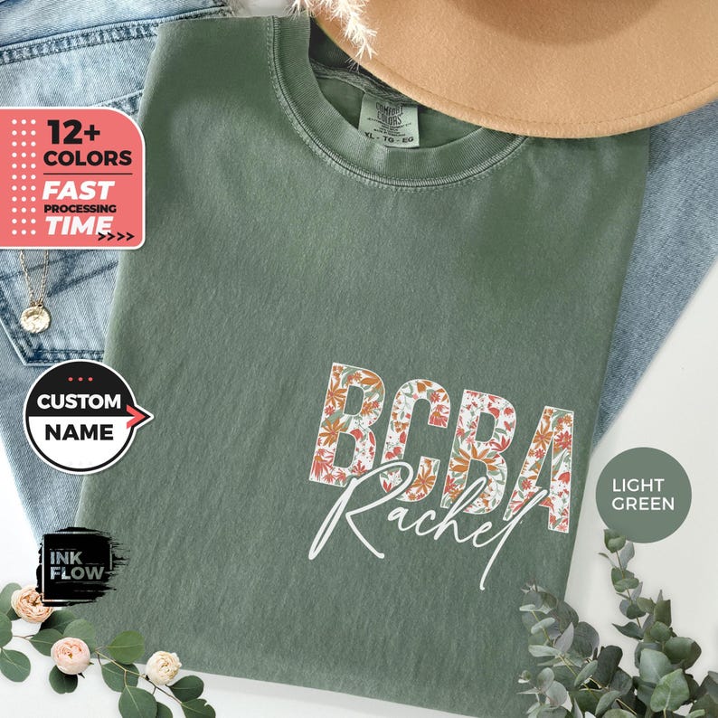 Personalized Floral BCBA Shirt, Comfort Colors® Custom Name Behavior ...