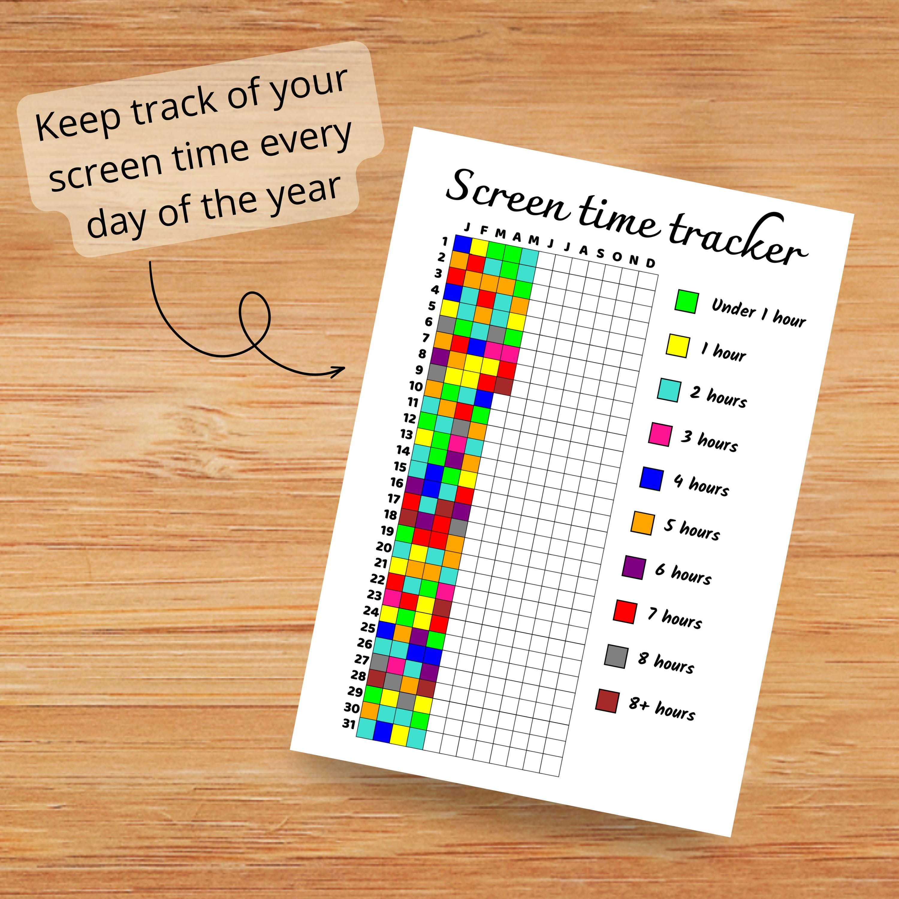 Screen Time Tracker Yearly Printable Planner Page Journal Page Annual ...