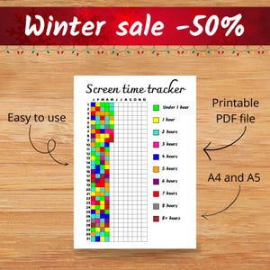 Screen Time Tracker Yearly Printable Planner Page Journal Page Annual ...