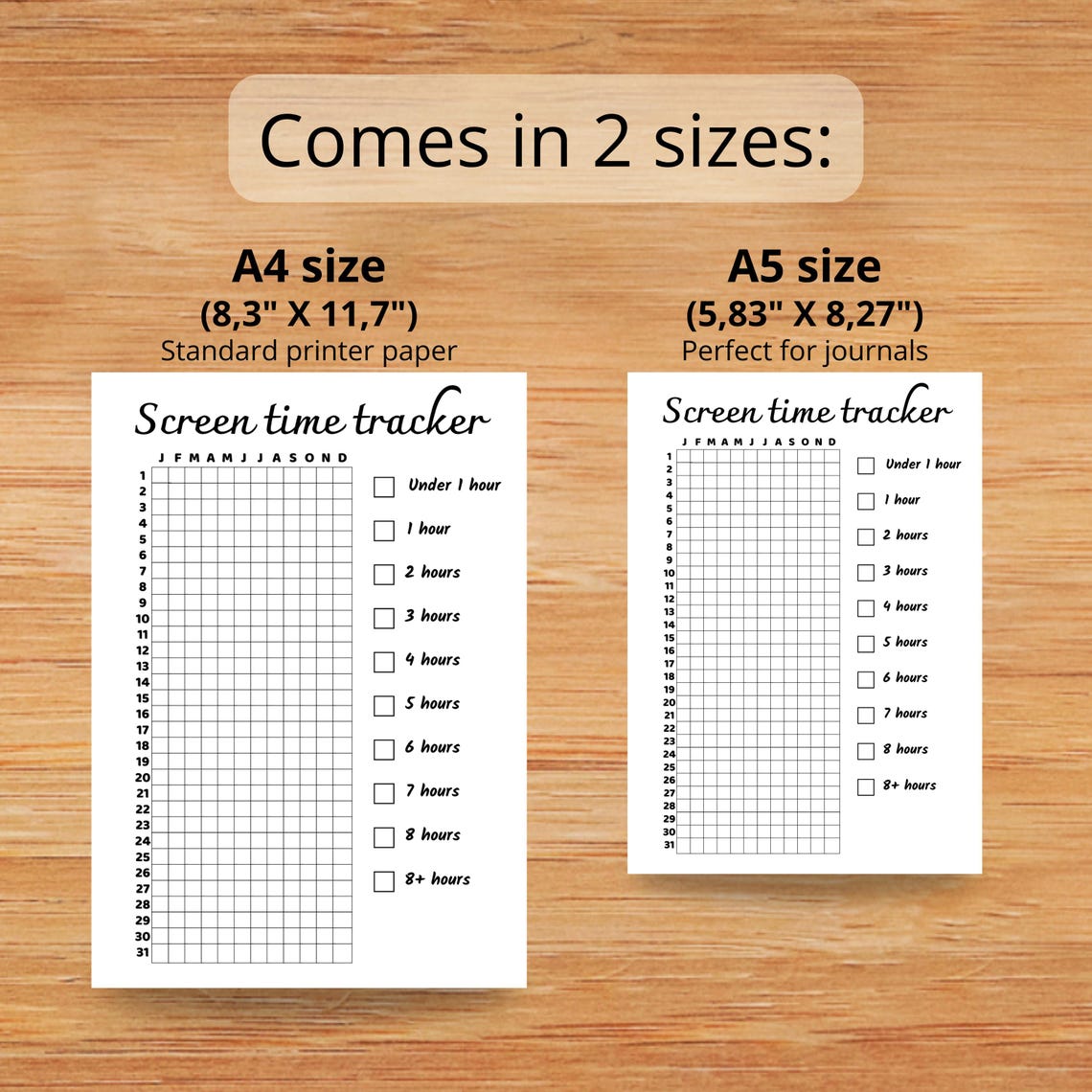 Screen Time Tracker Yearly Printable Planner Page Journal Page Annual ...
