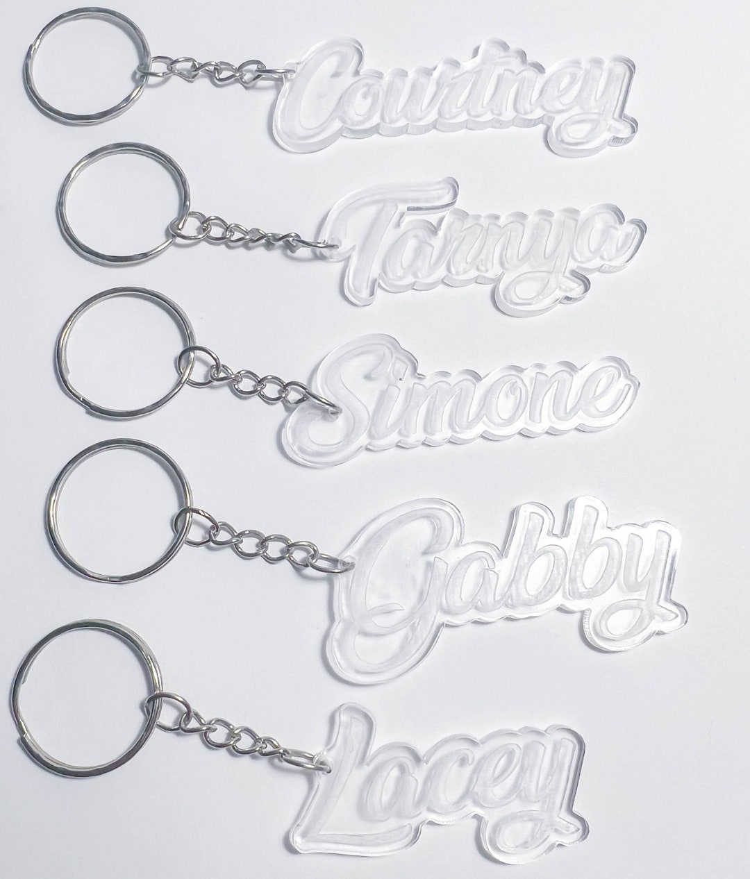 Custom Name Acrylic Keychain With Metal Keyring | Personalised Key Tag ...