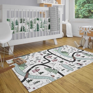 Personalized Kids Play Rug | Mountain Nursery Play Mat | Woodland Play ...