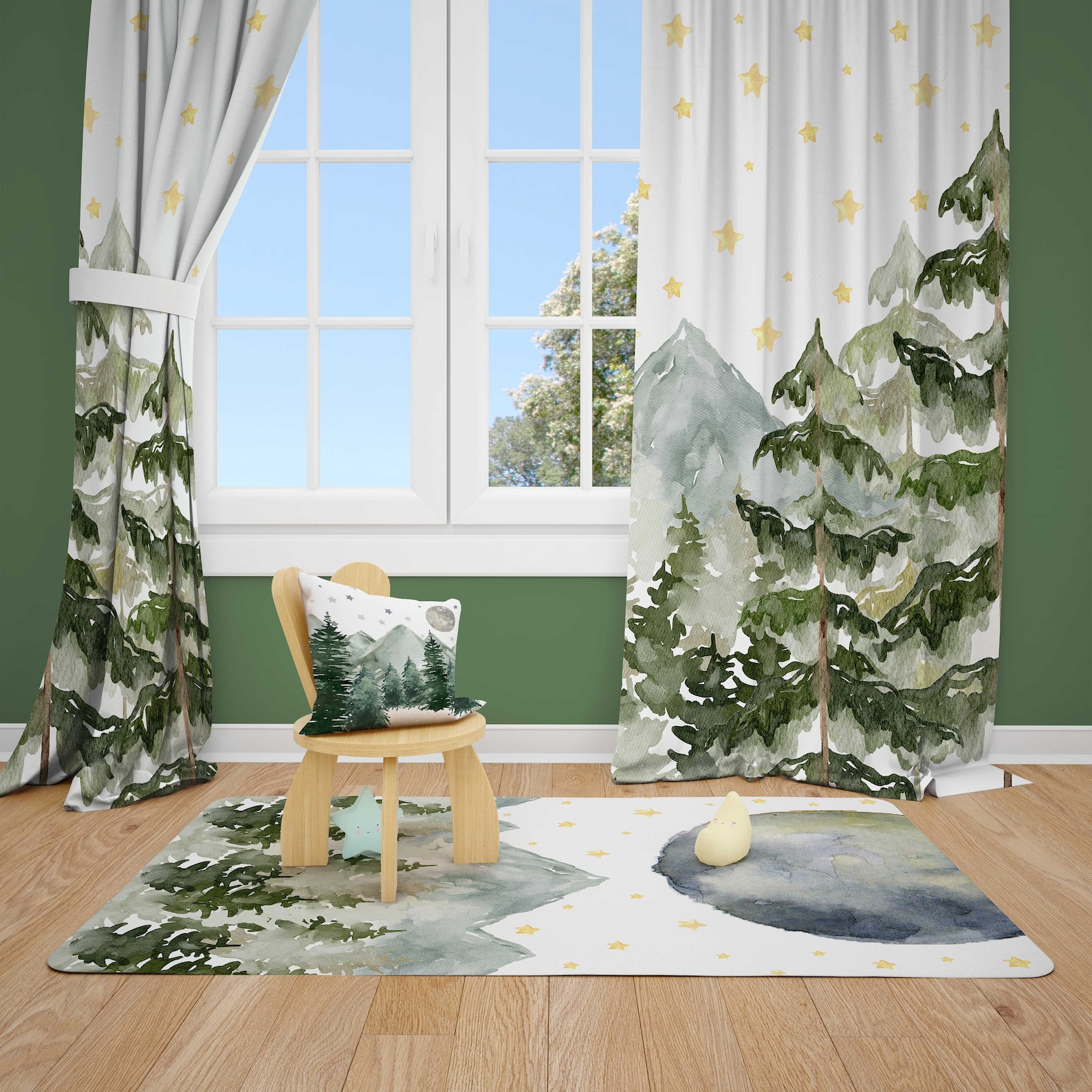 Mountain Nursery Area Rug Woodland Area Rug Moon and Stars Nursery ...