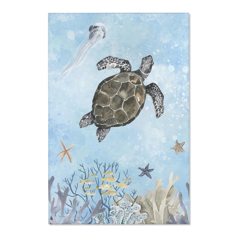 Sea Turtle Nursery Area Rug Ocean Animal Area Rug Kids - Etsy
