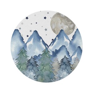 Blue Mountain Nursery Area Rug | 5-foot Round Area Rug | Mountain Night ...