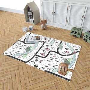 Personalized Kids Play Rug | Mountain Nursery Play Mat | Woodland Play ...