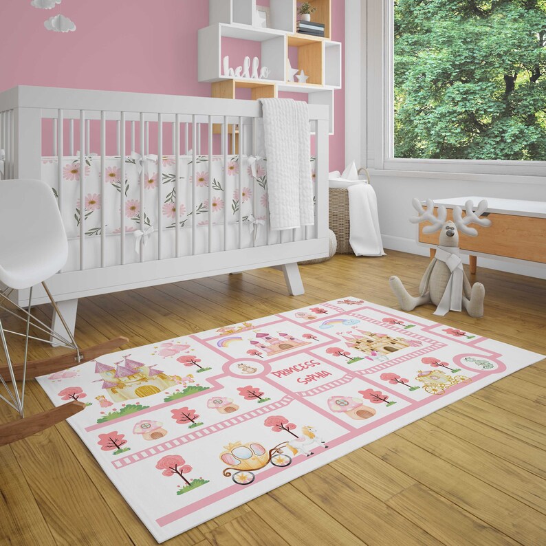 Pink Princess Play Rug Girls Personalized Play Rug - Etsy