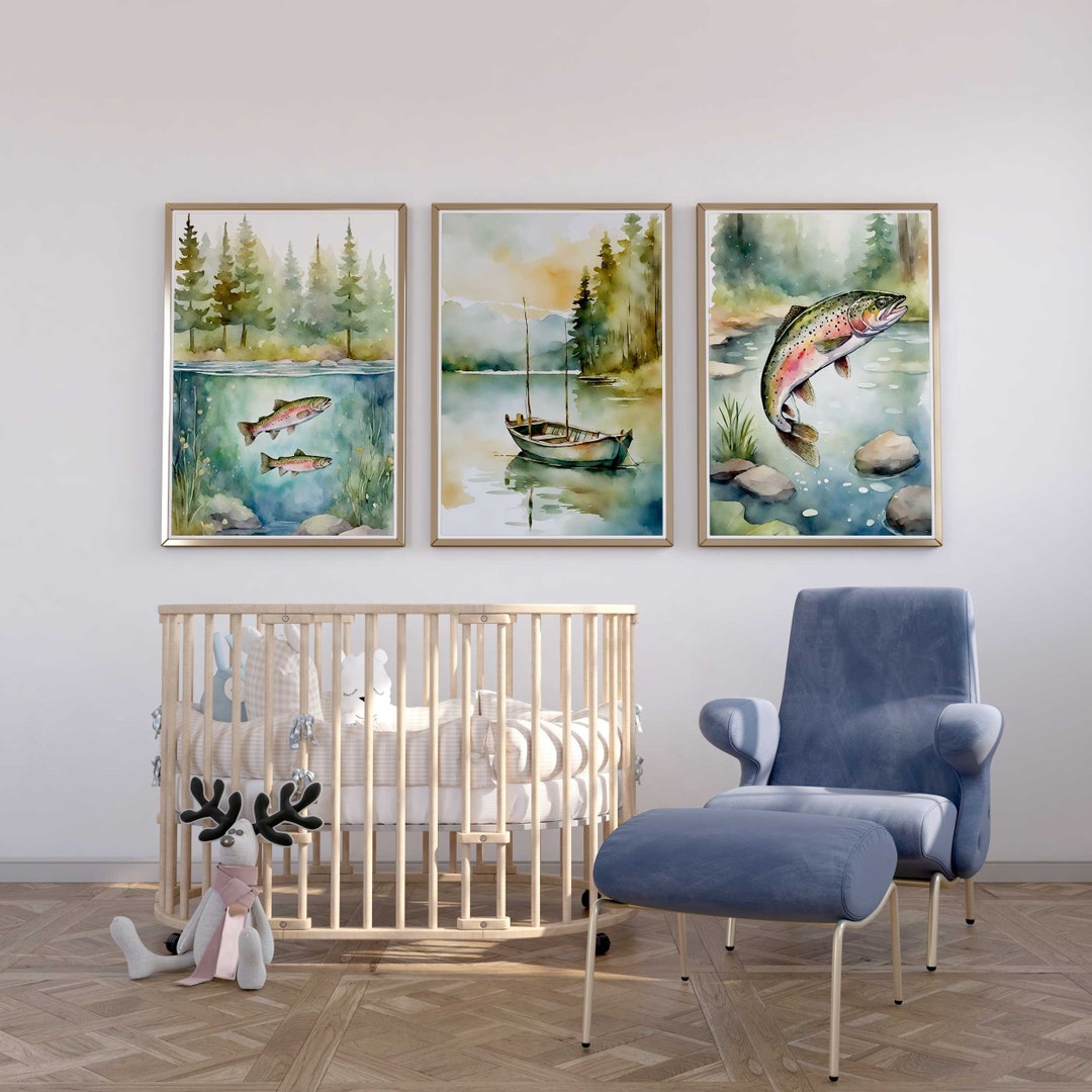 Fishing Nursery Wall Decor Fishing Nursery Wall Art Prints Fish and ...