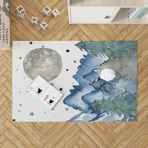 Blue Mountain Nursery and Kids' Bedroom Area Rug Blue Nursery Rug ...