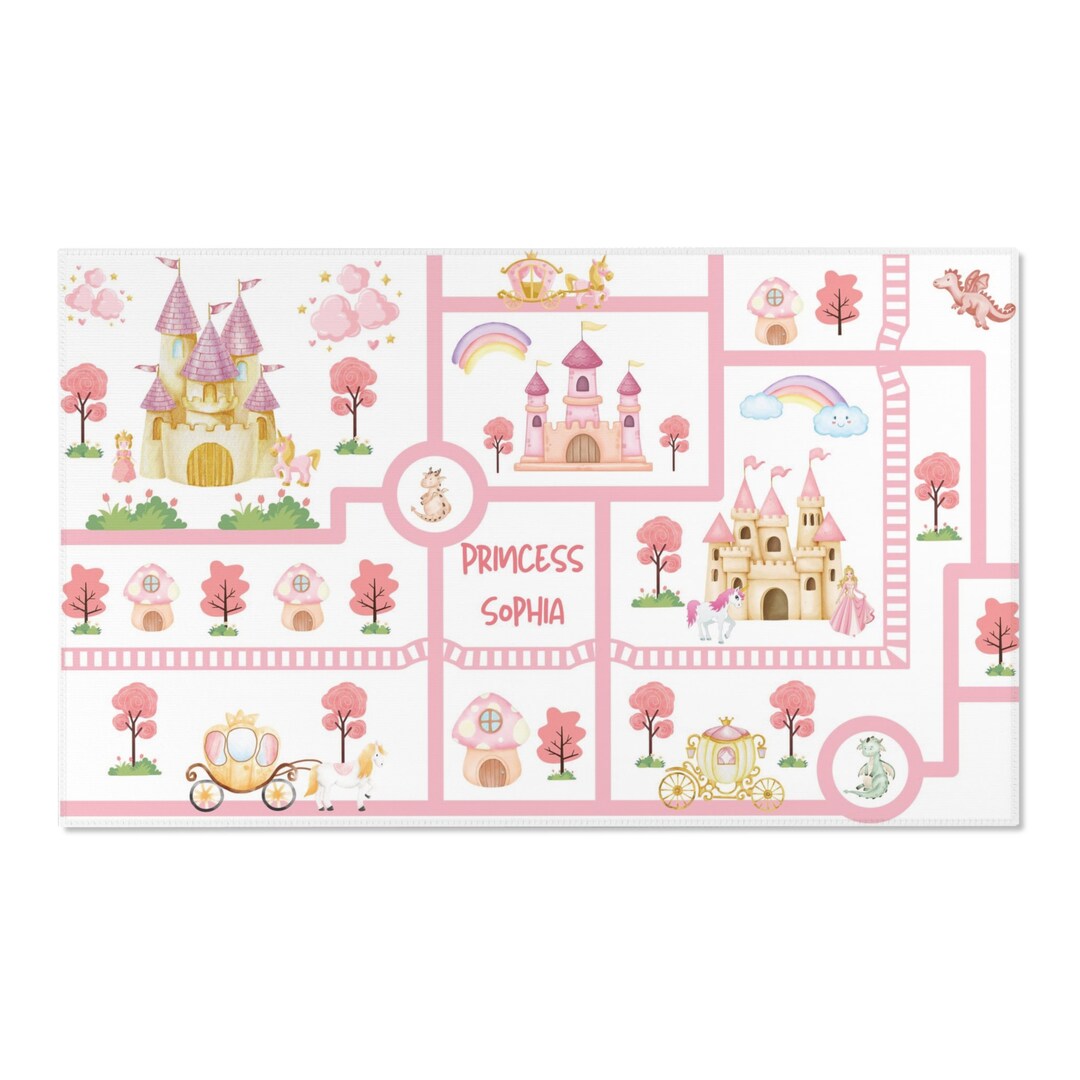 Pink Princess Play Rug Girls Personalized Play Rug - Etsy