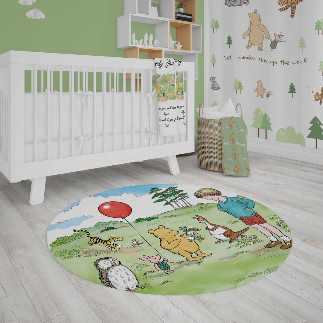 Winnie the Pooh Nursery Area Rug 5-foot Round Area Rug Pooh Bear and ...