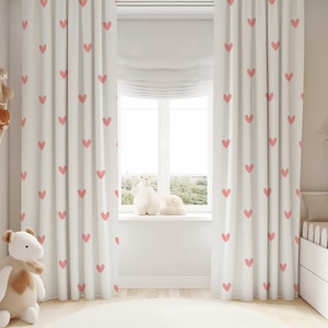Pink or Purple Heart Nursery Curtains Heart Nursery Decor Kids Bedroom ...