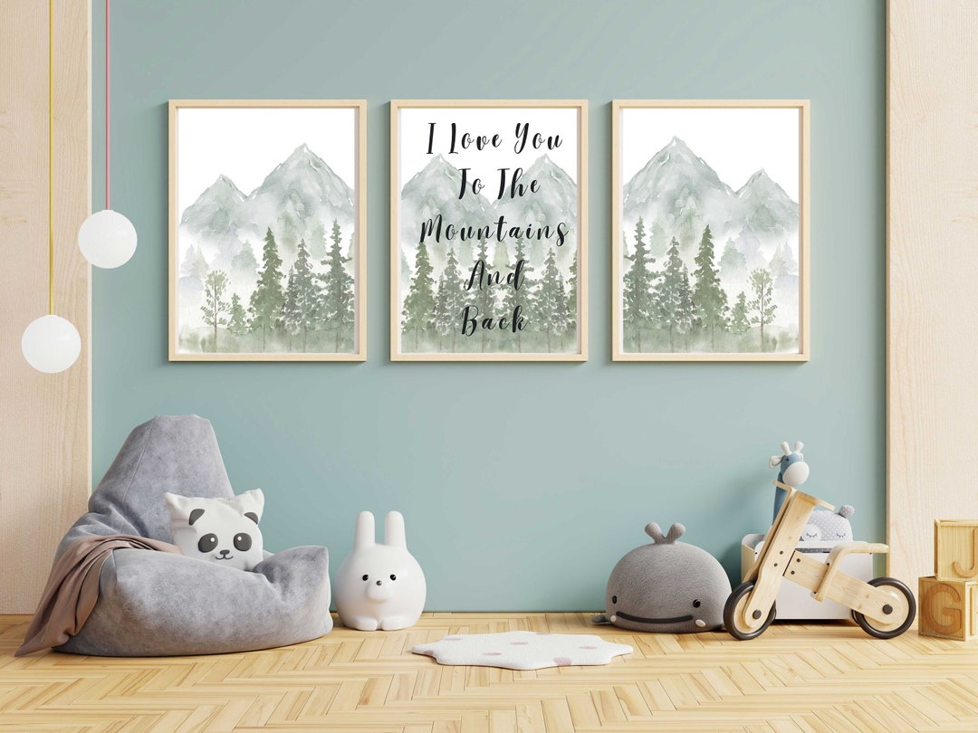 Watercolor Mountain Nursery Prints Mountain Nursery Decor I Love You to ...