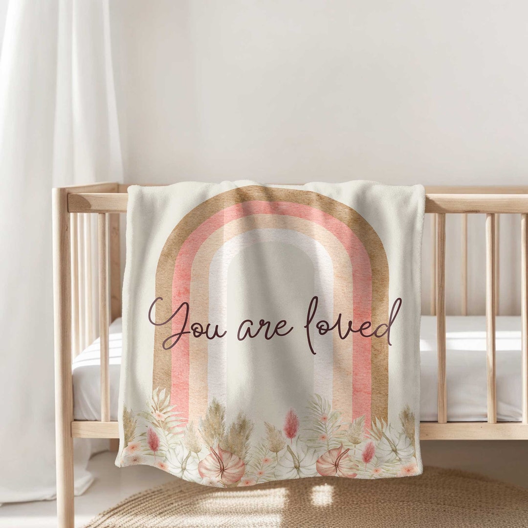 You Are Loved Rainbow Baby Blanket, Rainbow Nursery Decor Boho Rainbow ...