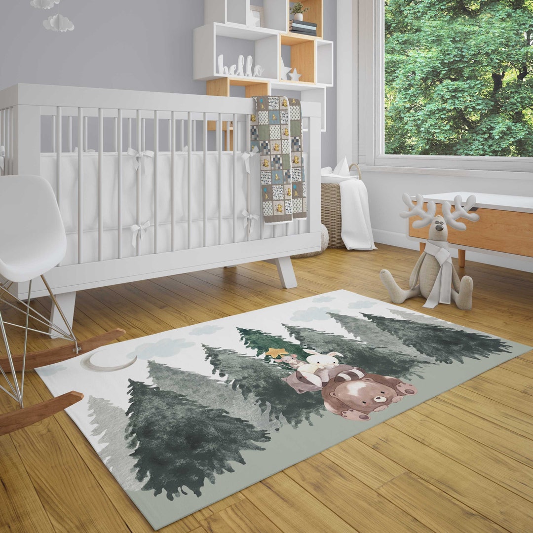 Woodland Animal Bedroom Area Rug Forest Animal Nursery Rug Carpet for ...