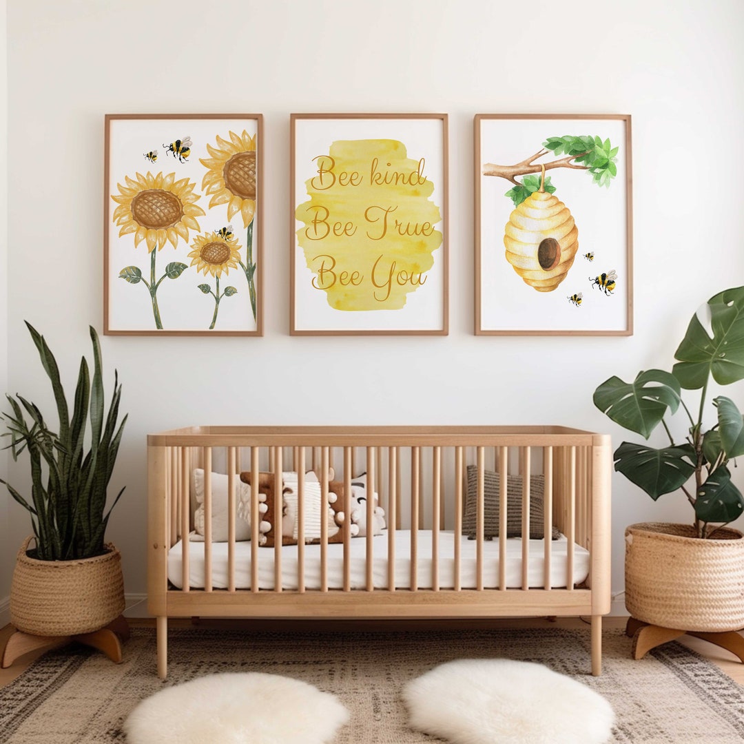 Bumble Bee Nursery Wall Decor Sunflower Nursery Decor Bee Nursery ...