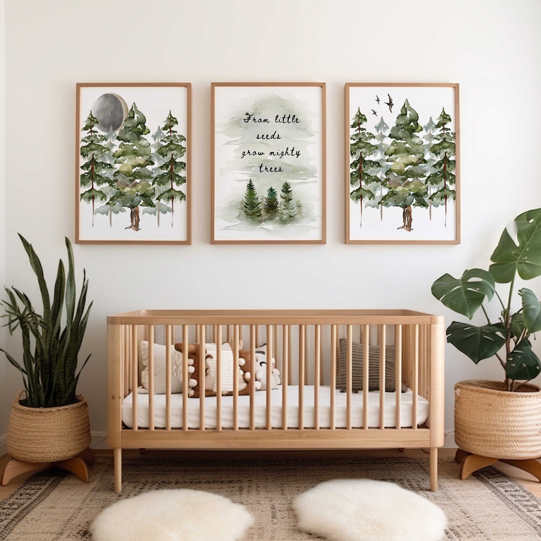 Woodland Nursery Prints, Pine Tree Nursery Wall Decor, Pine Tree ...