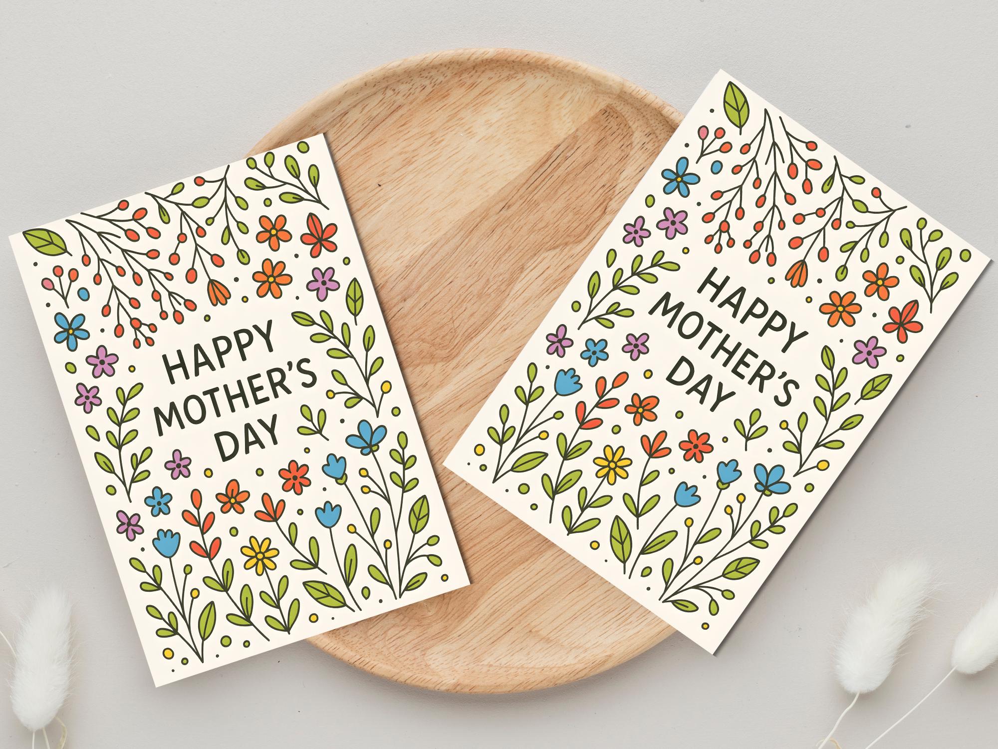 Printable Floral Mother’s Day Card Template, Happy Mother’s Day ...