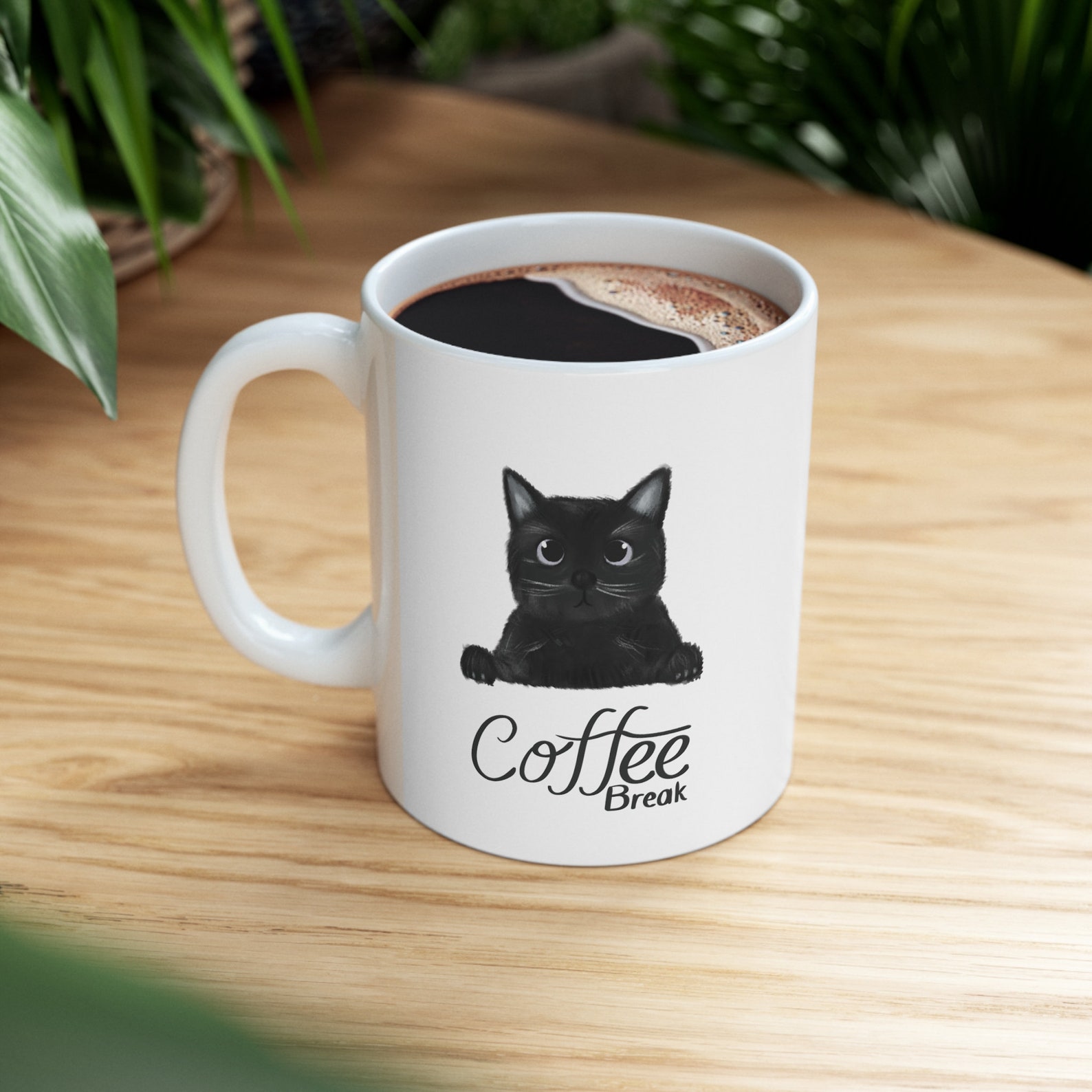 Black Cat Mug Cat Mom Cat Face Mug Coffee Break Mug Funny - Etsy