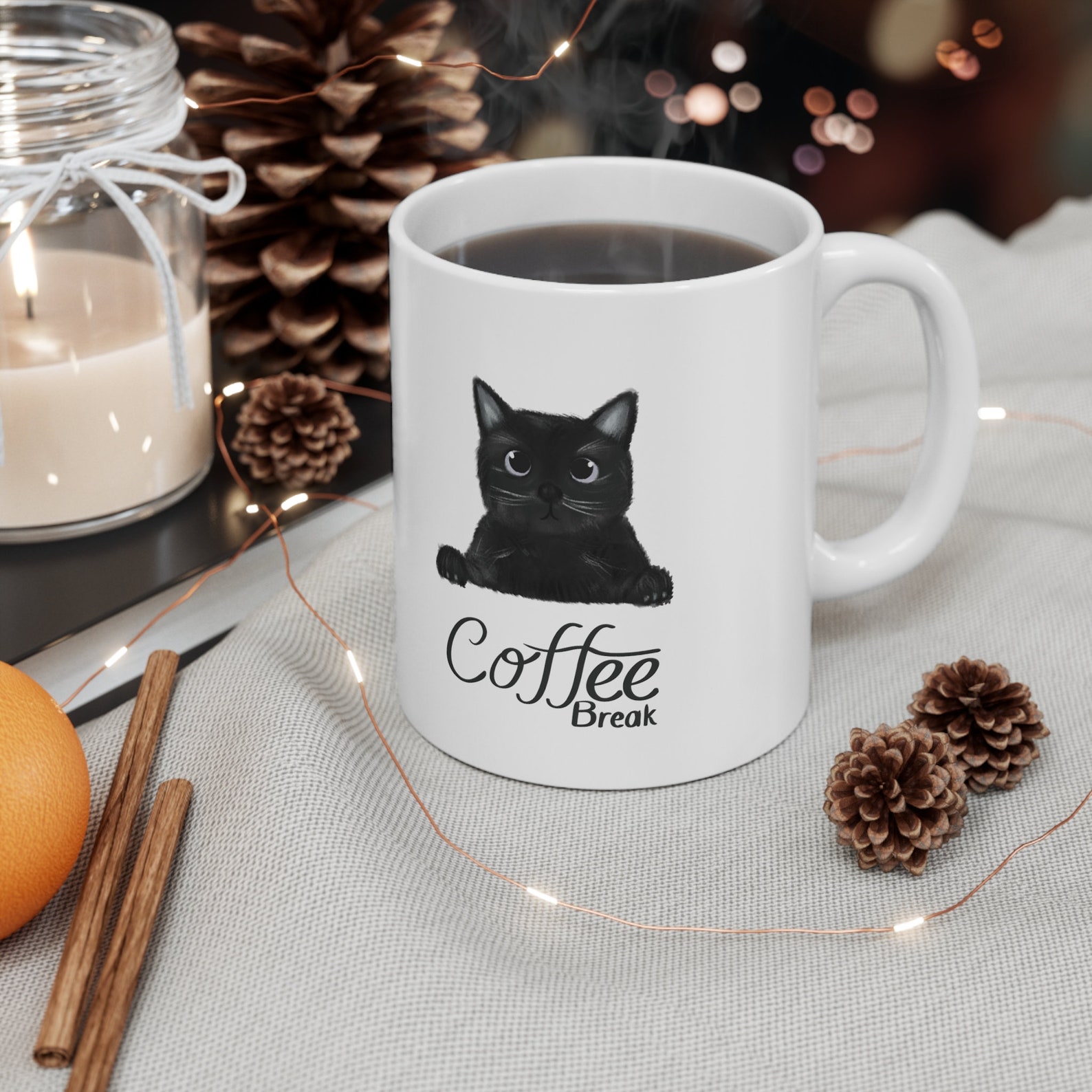Black Cat Mug Cat Mom Cat Face Mug Coffee Break Mug Funny - Etsy
