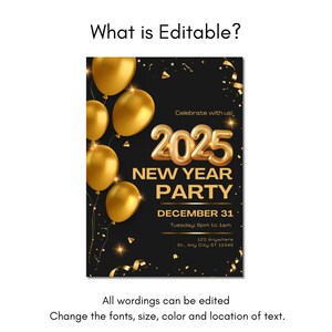 2025 New Years Party Invitation Template, New Years Eve Party Invite ...