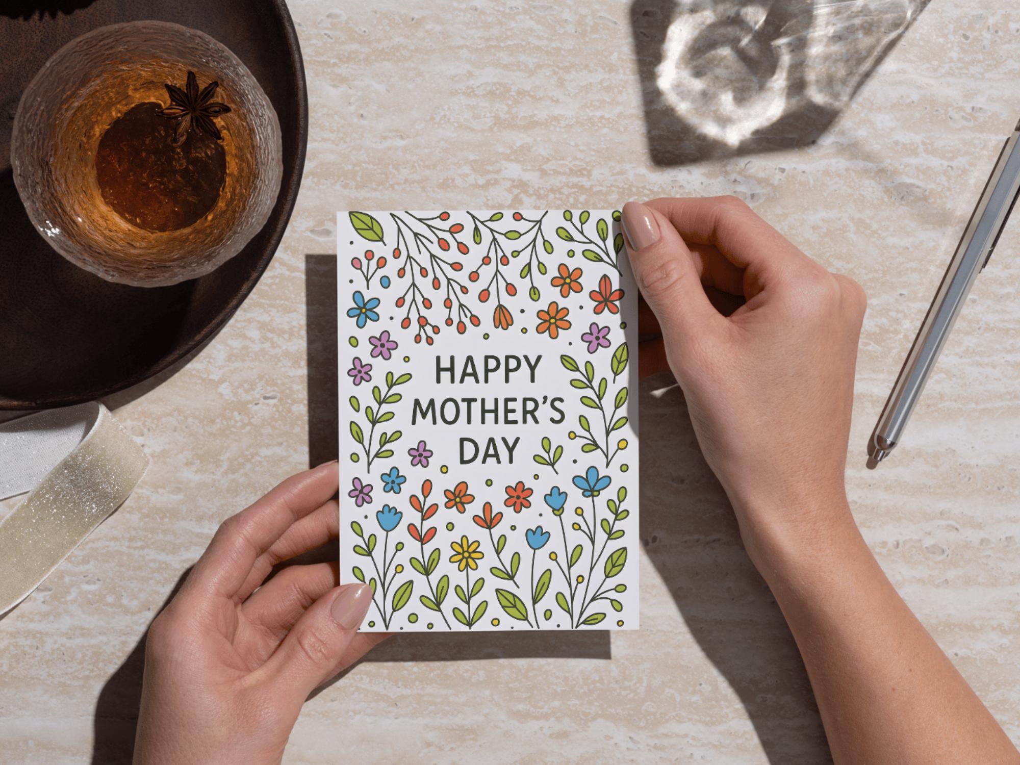 Printable Floral Mother’s Day Card Template, Happy Mother’s Day ...