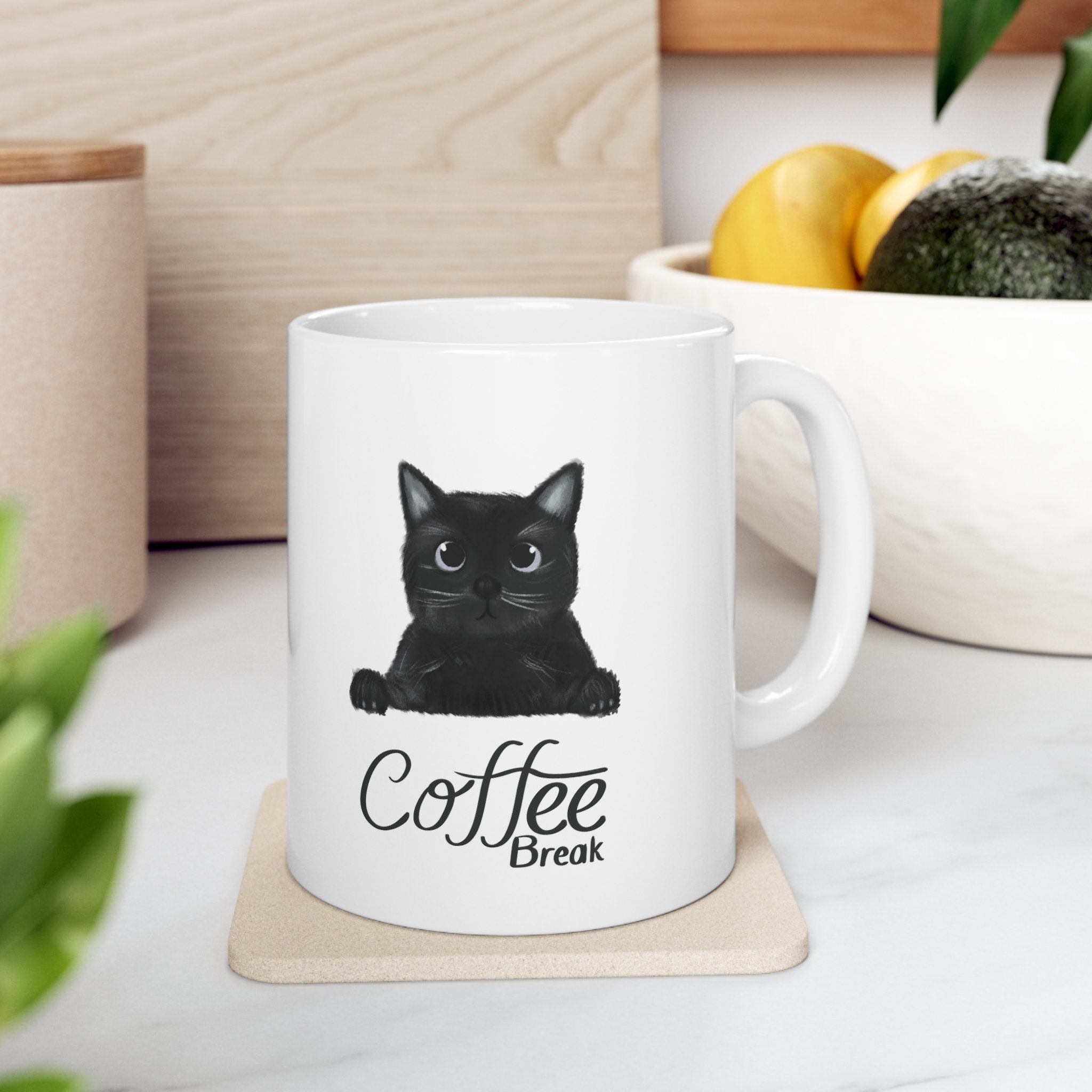 Black Cat Mug Cat Mom Cat Face Mug Coffee Break Mug Funny - Etsy