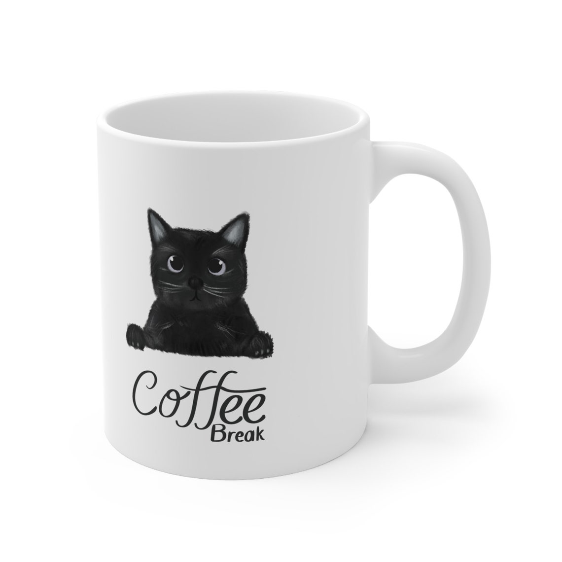 Black Cat Mug Cat Mom Cat Face Mug Coffee Break Mug Funny - Etsy
