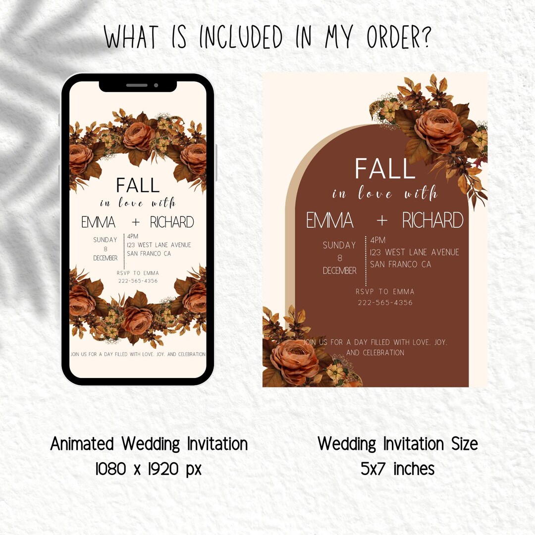 Fall Themed Wedding Invitation Digital Invitation Fall Wedding Shower ...