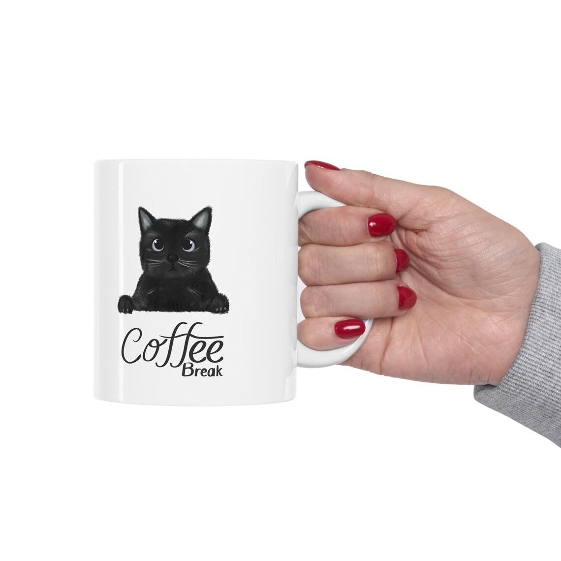 Black Cat Mug Cat Mom Cat Face Mug Coffee Break Mug Funny - Etsy
