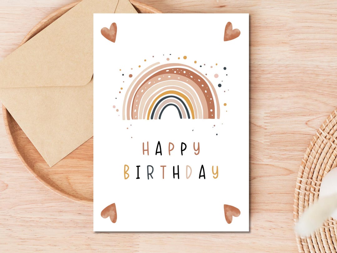 Boho Printable Birthday Card | Retro Birthday Greeting Card | Instant Download | Cute Bohemian ...